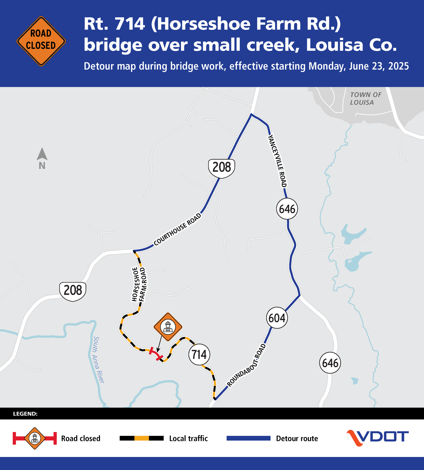 Culpeper District | Rt. 714 in Louisa Co. to close for bridge ...