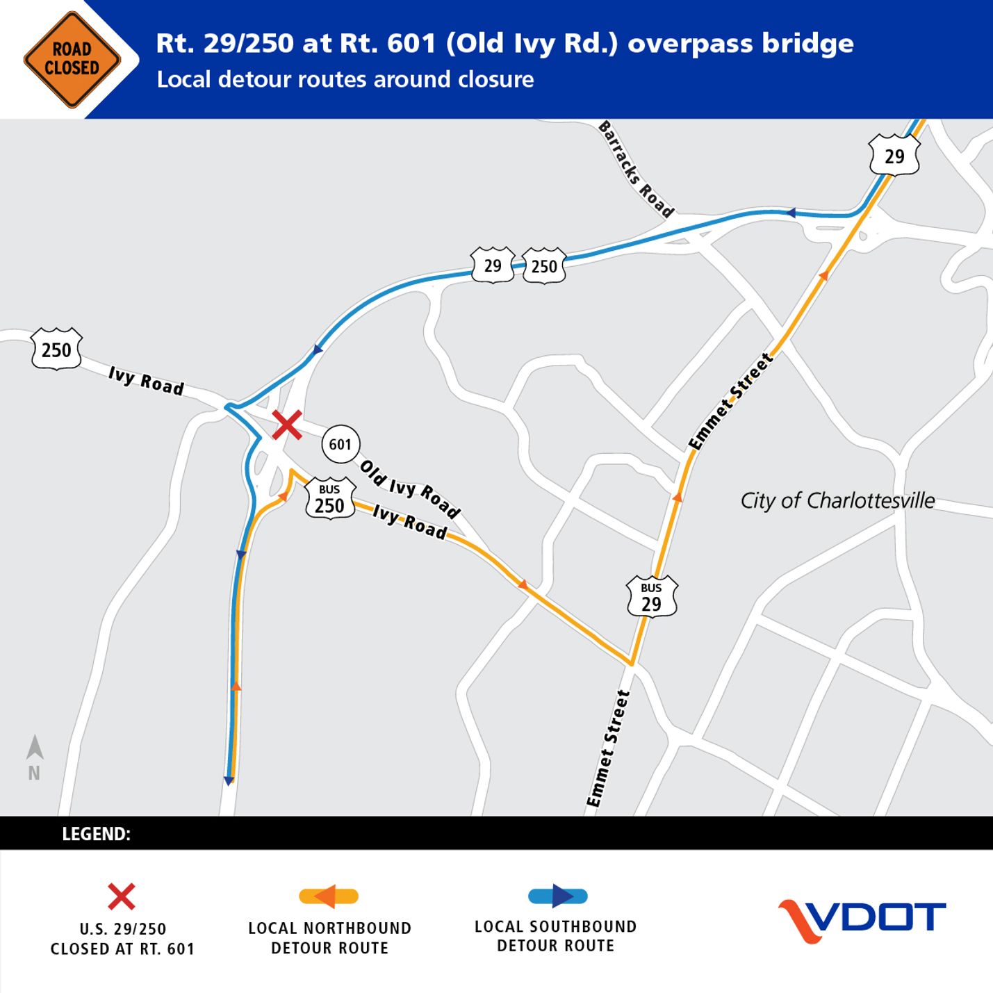 Culpeper District | U.S. 29/250 Bypass and Old Ivy Rd bridge closing ...