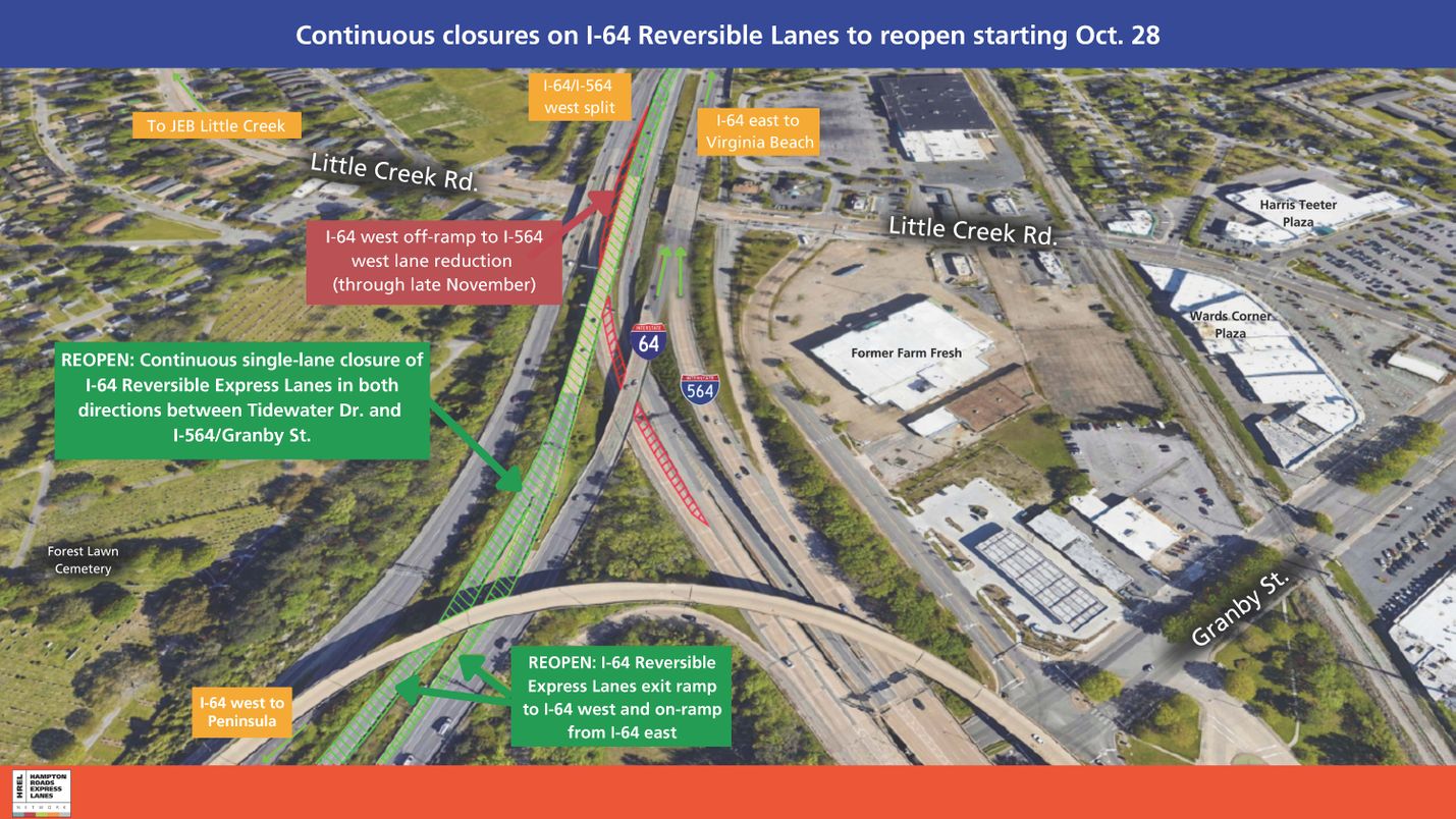 Hampton Roads District | I-64 Reversible Express Lanes closures in ...