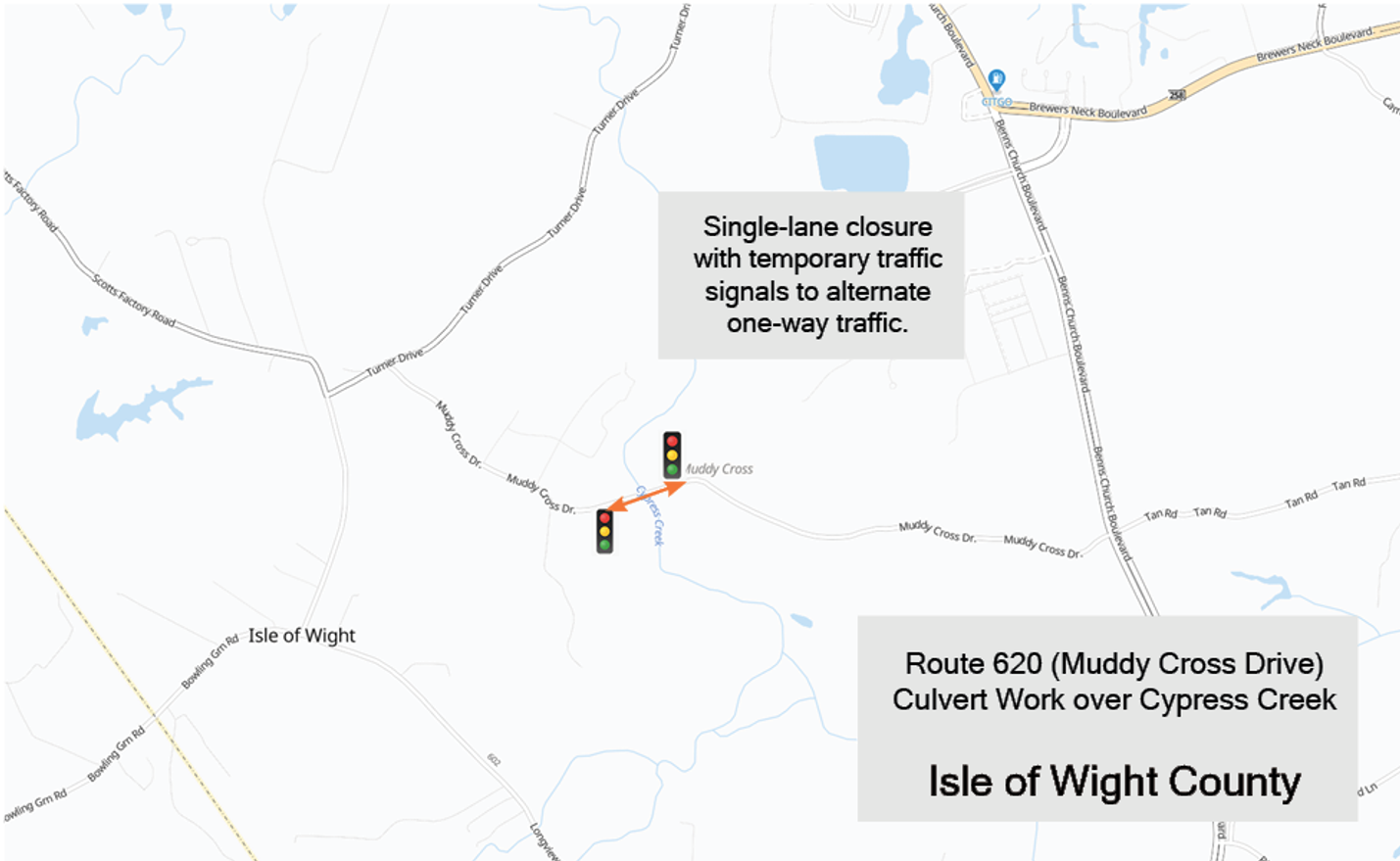 Hampton Roads District | Route 620 (Muddy Cross Drive) reduced to ...