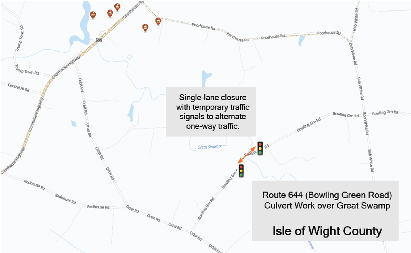 Hampton Roads District | Route 644 (Bowling Green Road) reduced to ...