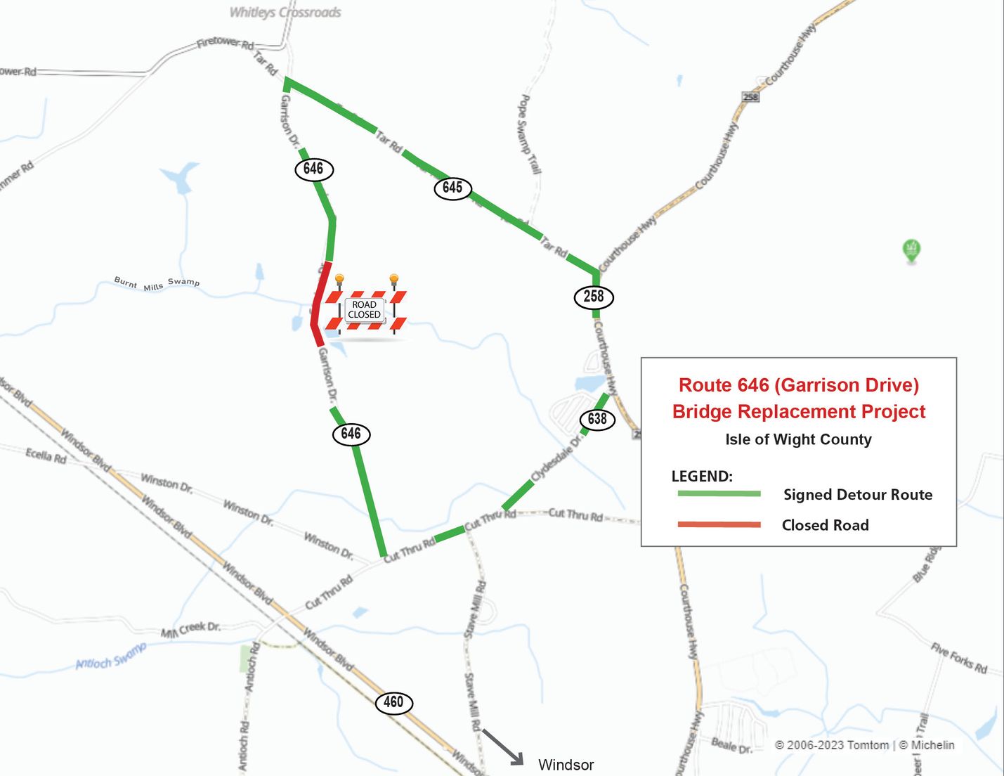 Hampton Roads District | Portion of Route 646 in Isle of Wight County ...