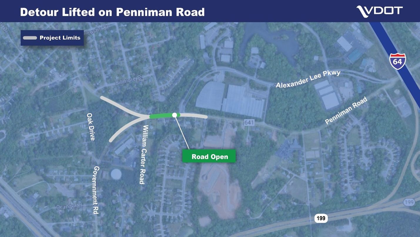Hampton Roads District | Detour Lifted on Penniman Road Between William ...