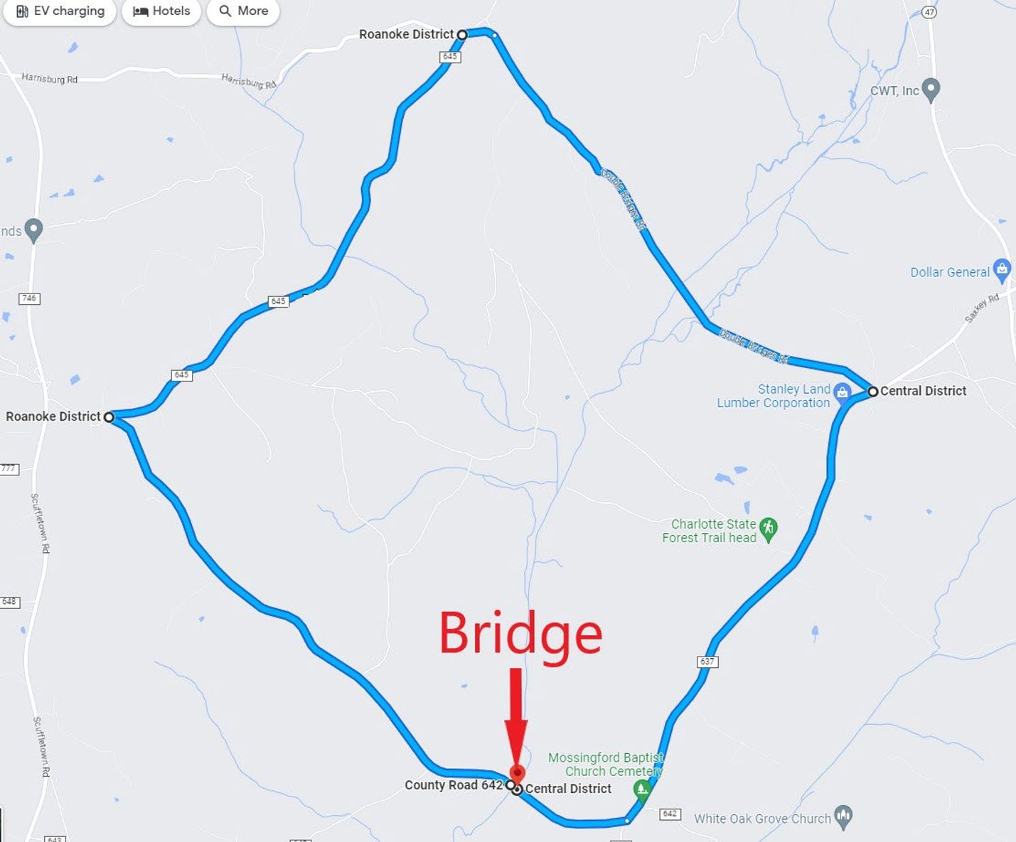 Lynchburg District | Bridge over Roanoke Creek on Route 642 (Mossing ...