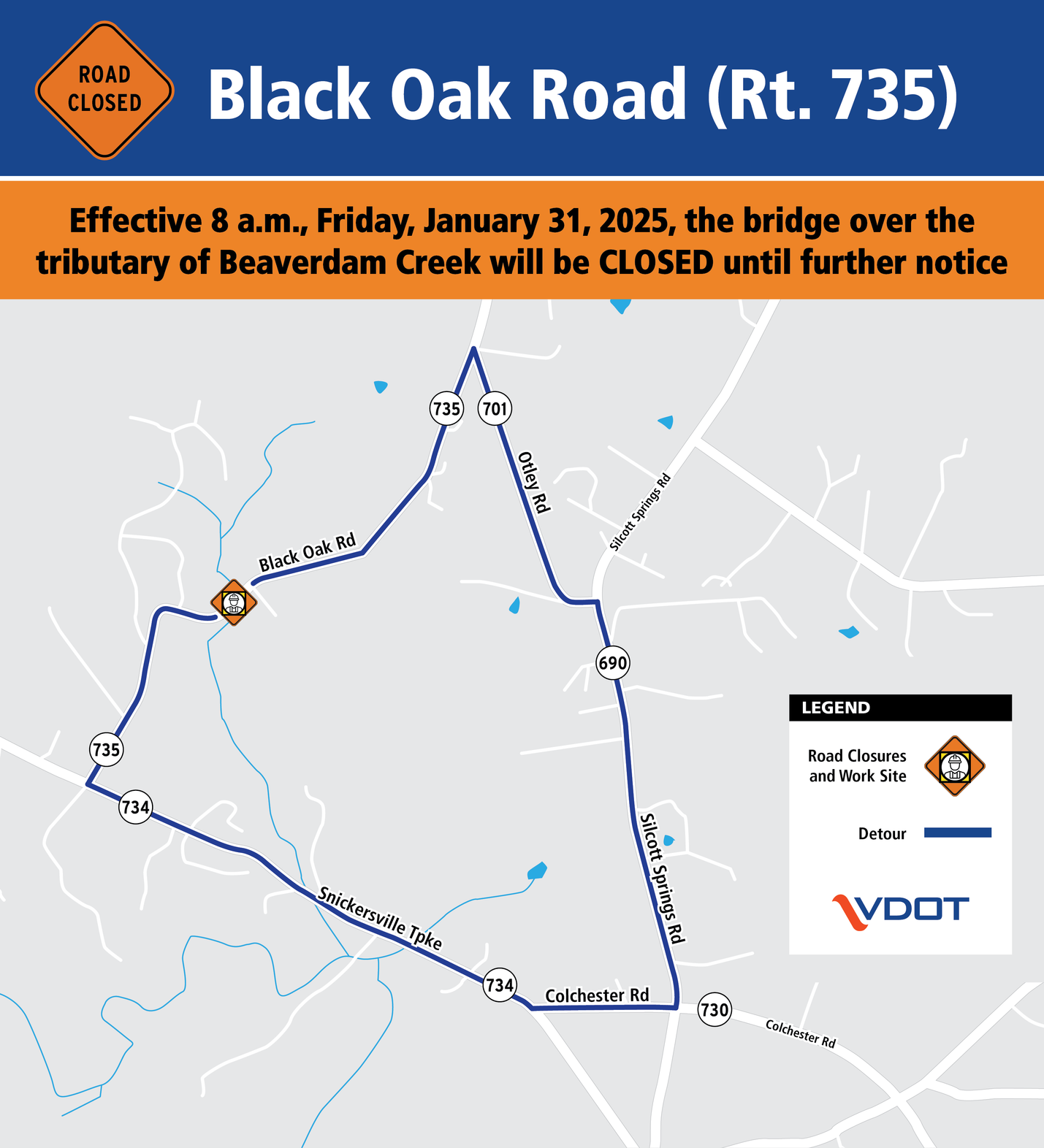 Northern Virginia District | Black Oak Road bridge closed in ...