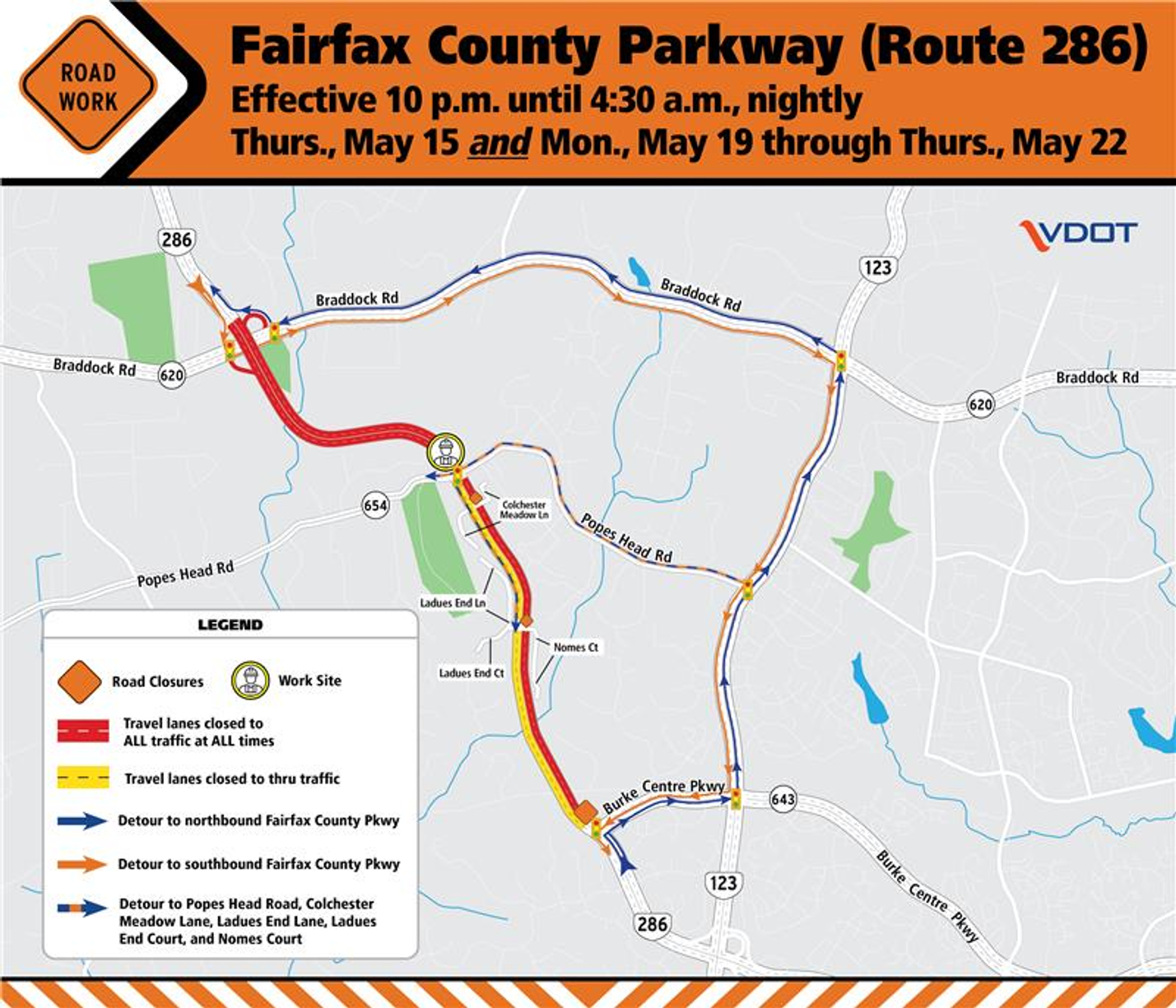 Northern Virginia District | Fairfax County Parkway nighttime closures ...