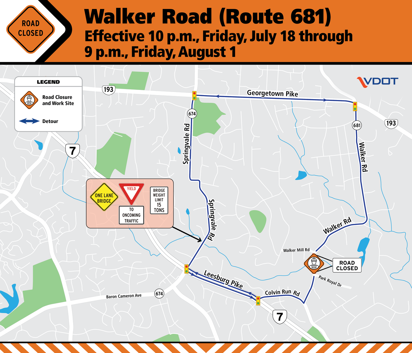 Northern Virginia District | Walker Road two-week closure in Great ...