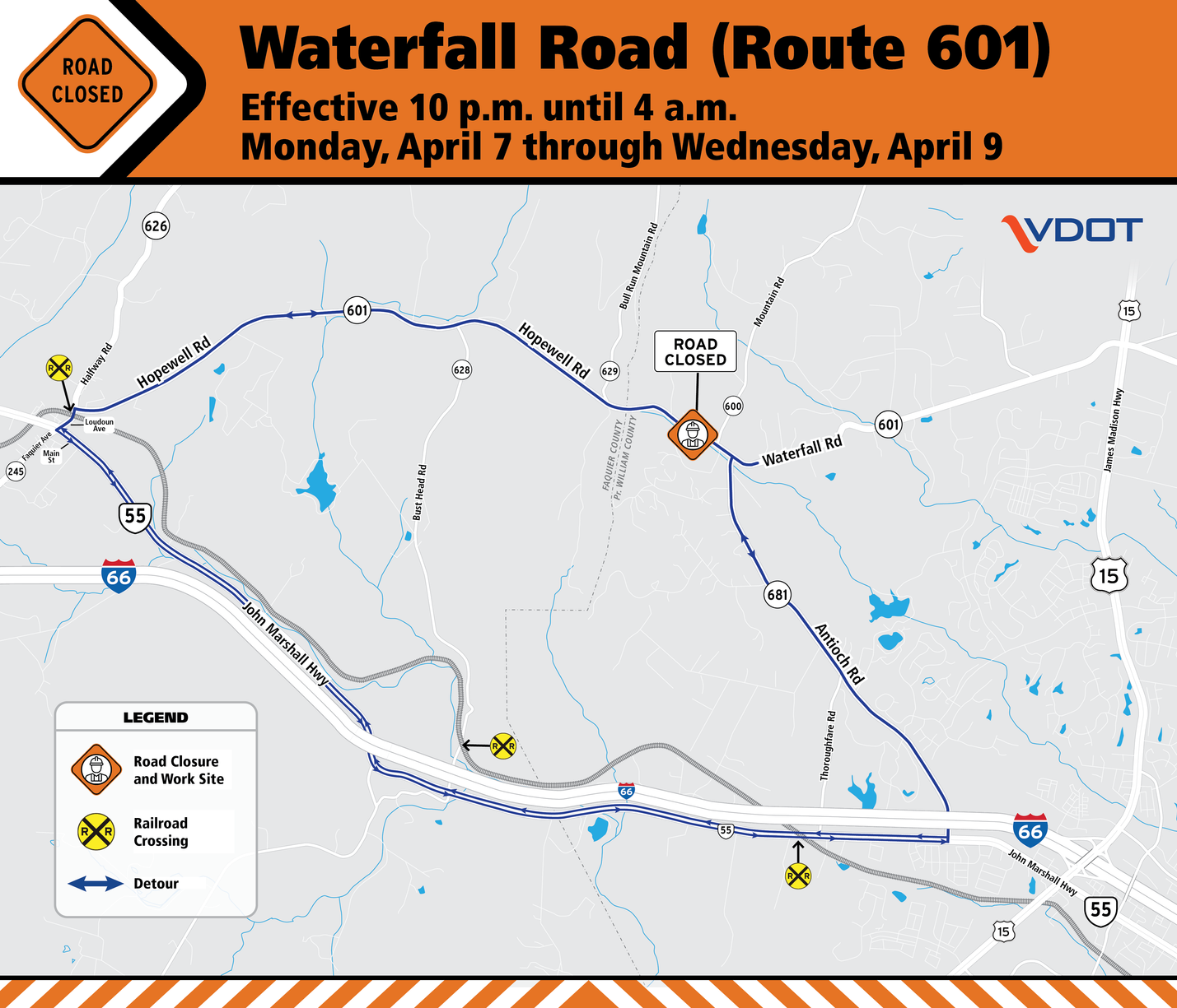 Northern Virginia District | Waterfall Road nighttime closures in ...
