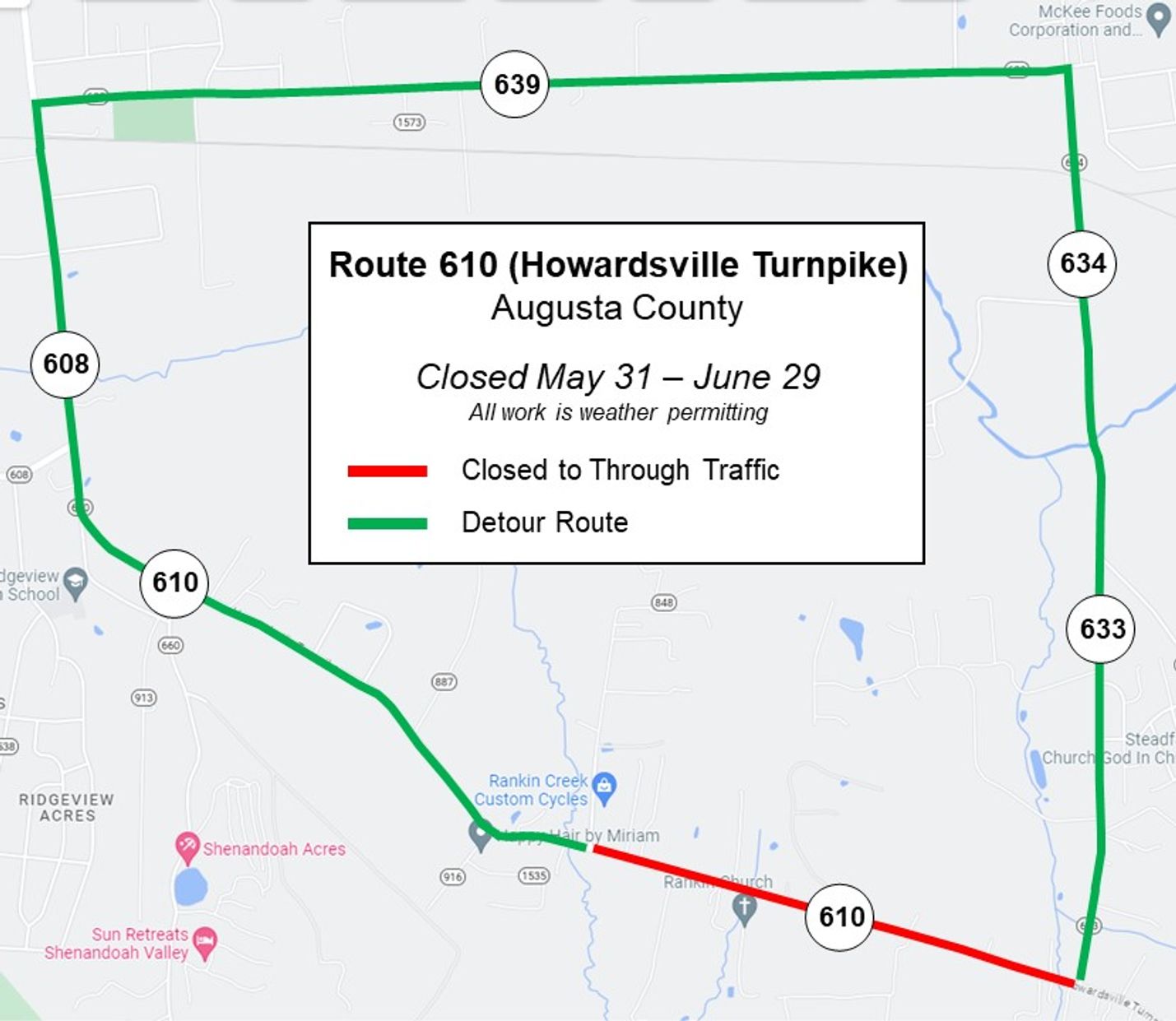 Staunton District | Part of Route 610 in Augusta County closing May 31 for bridge replacement ...