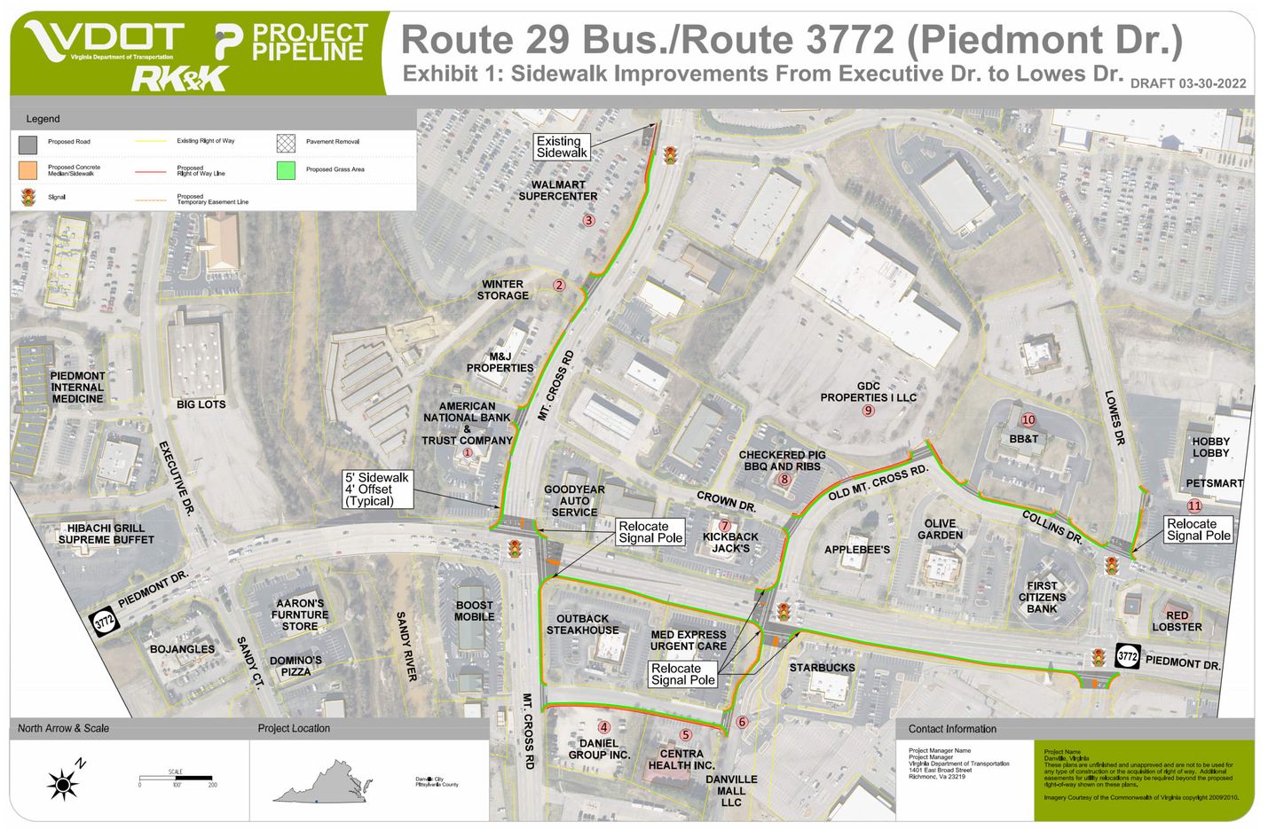 Piedmont Drive pedestrian improvements, Danville | Virginia Department ...