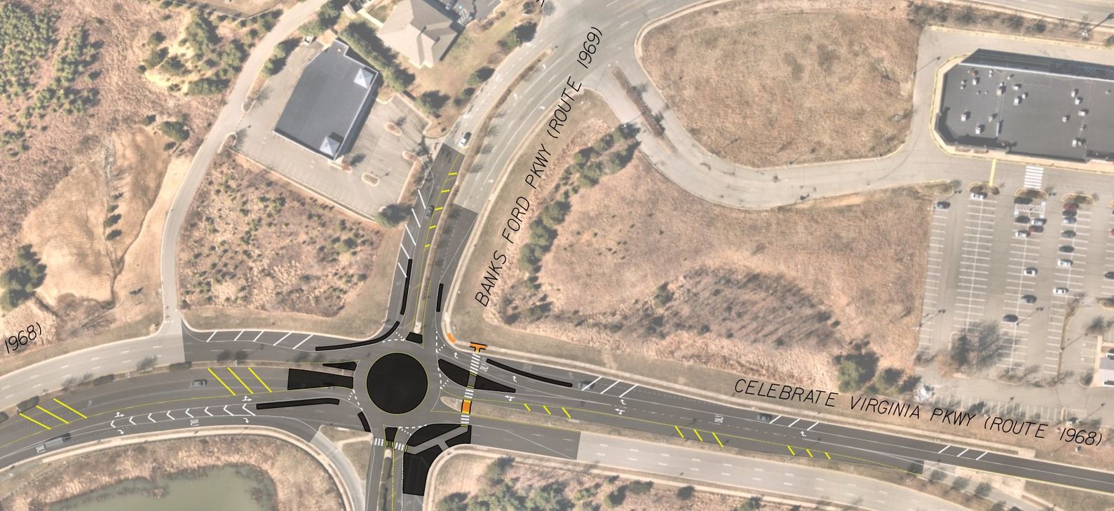 Roundabout at Celebrate Virginia Parkway and Banks Ford Parkway ...