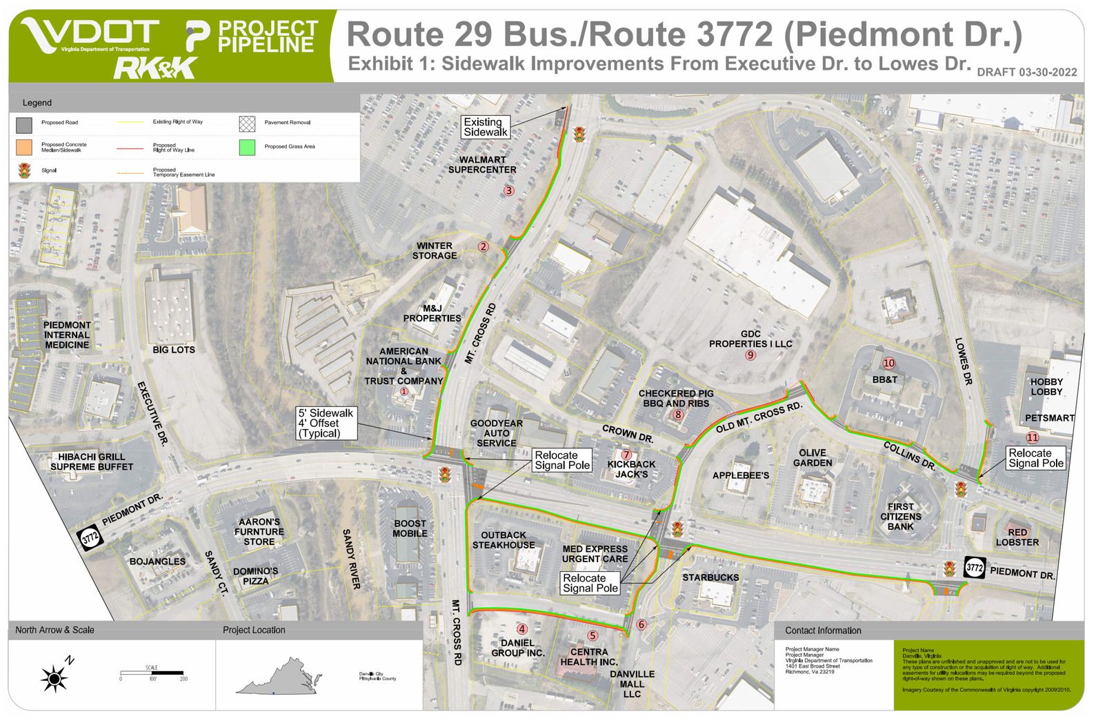 Piedmont Drive pedestrian improvements, Danville | Virginia Department ...