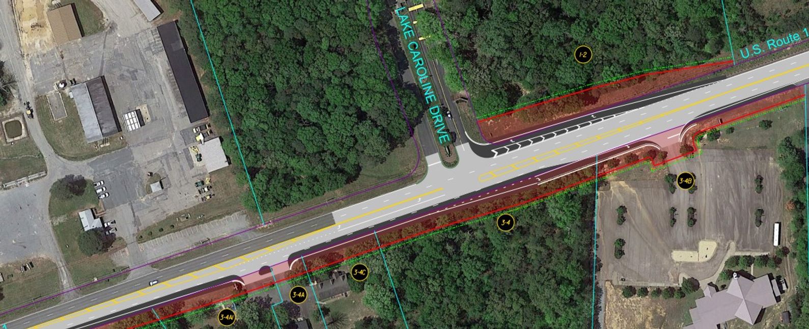 Turn lanes at Lake Caroline | Virginia Department of Transportation