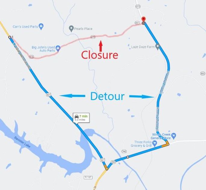 Lynchburg District | Part of Route 615 in Halifax County to close ...