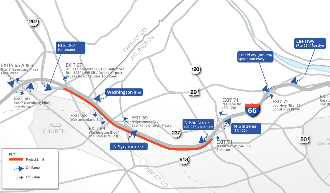 I-66 eastbound widening in Arlington and Fairfax counties | Virginia ...
